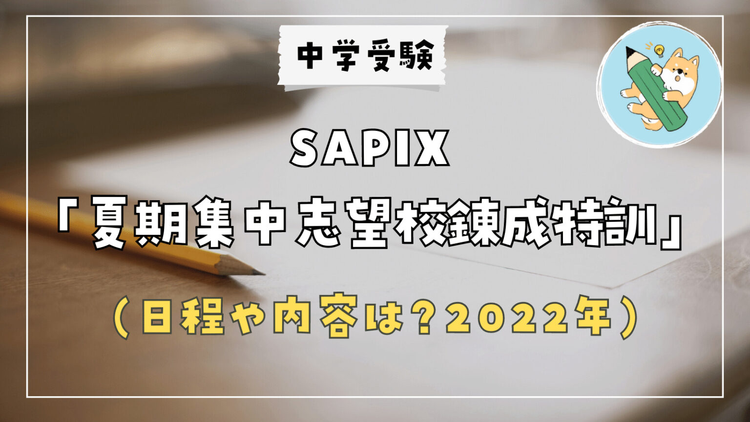 【中学受験】SAPIX「夏期集中志望校錬成特訓」とは？ | ポチたま中学受験