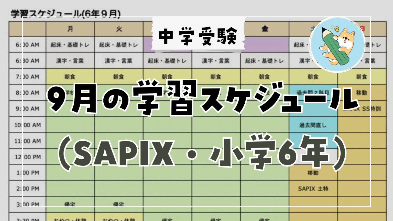 【中学受験】6年生後期の学習スケジュール(2022年/SAPIX) | ポチたま中学受験
