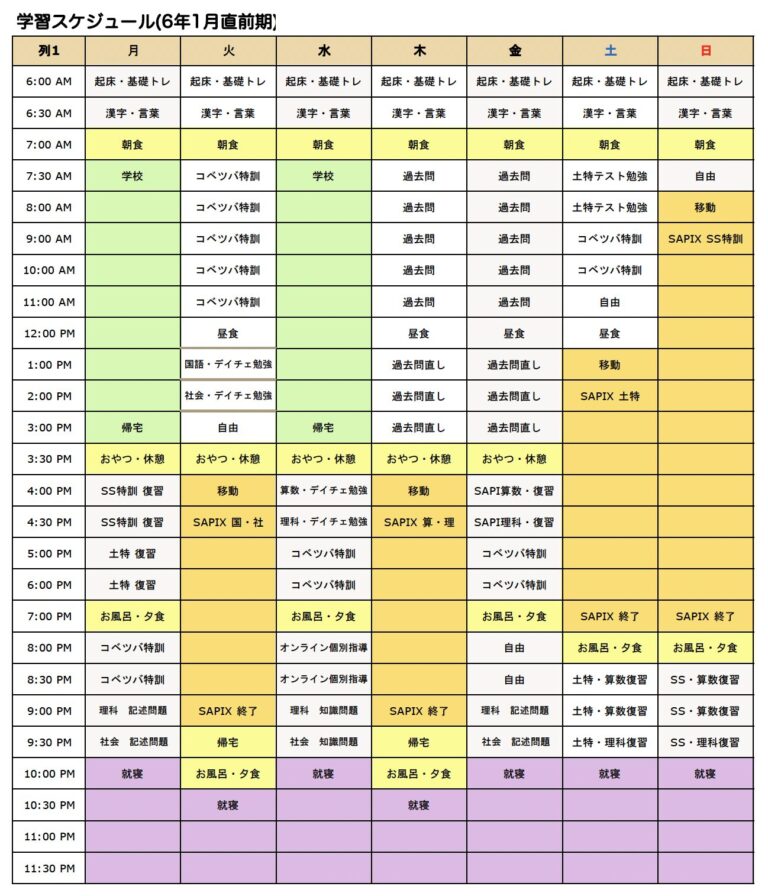 【中学受験】本番直前！1月の学習スケジュール(SAPIX・6年生) – ポチたま中学受験